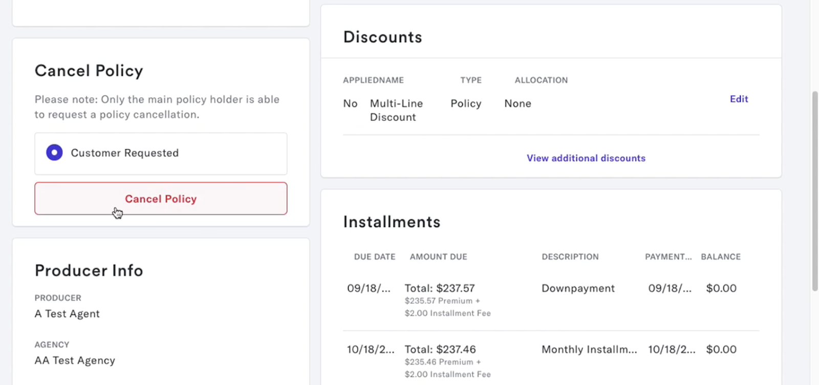 Canceling a policy in the agent portal – Clearcover
